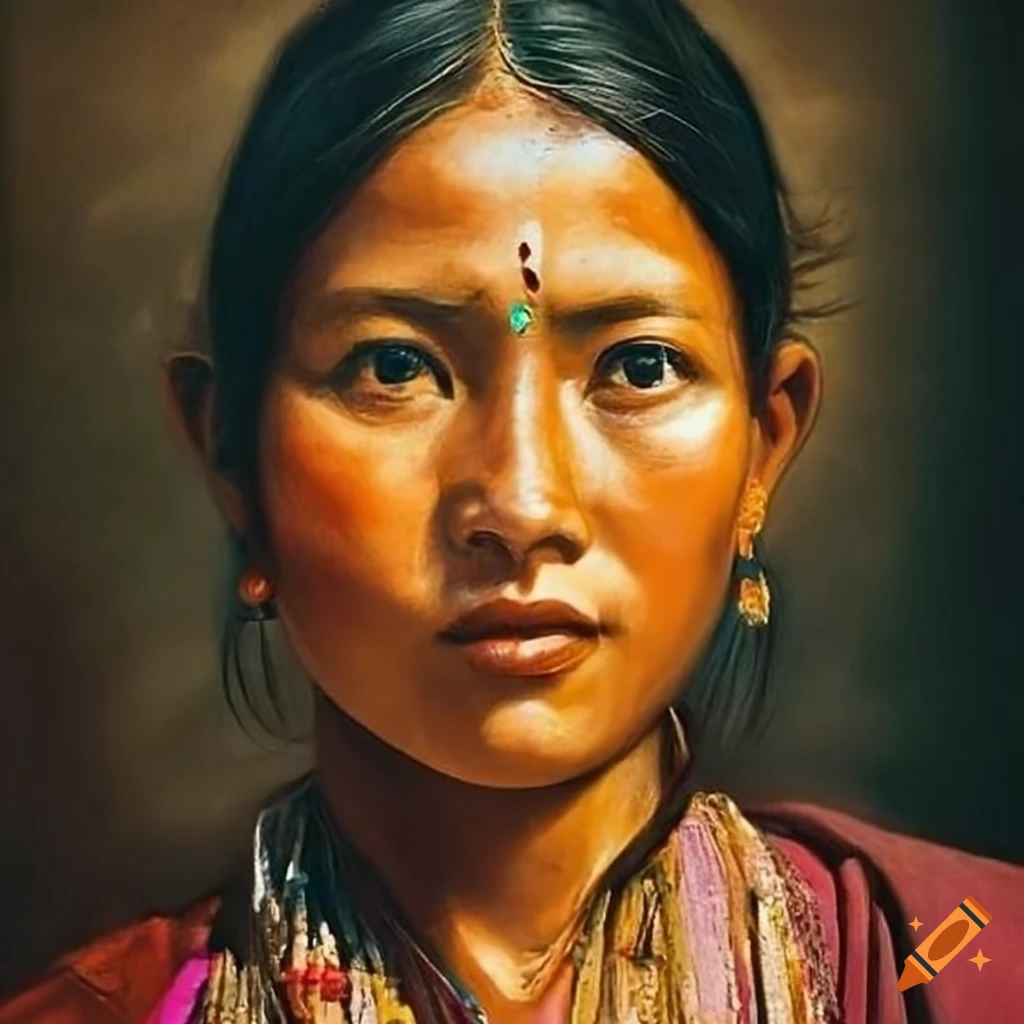 Beautiful woman portrait from nepal by william hunt on Craiyon
