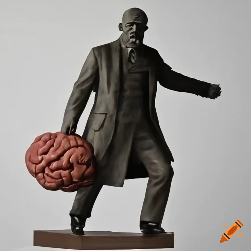 Lenin depicted as a lumberjack with a massive log and a brain on Craiyon