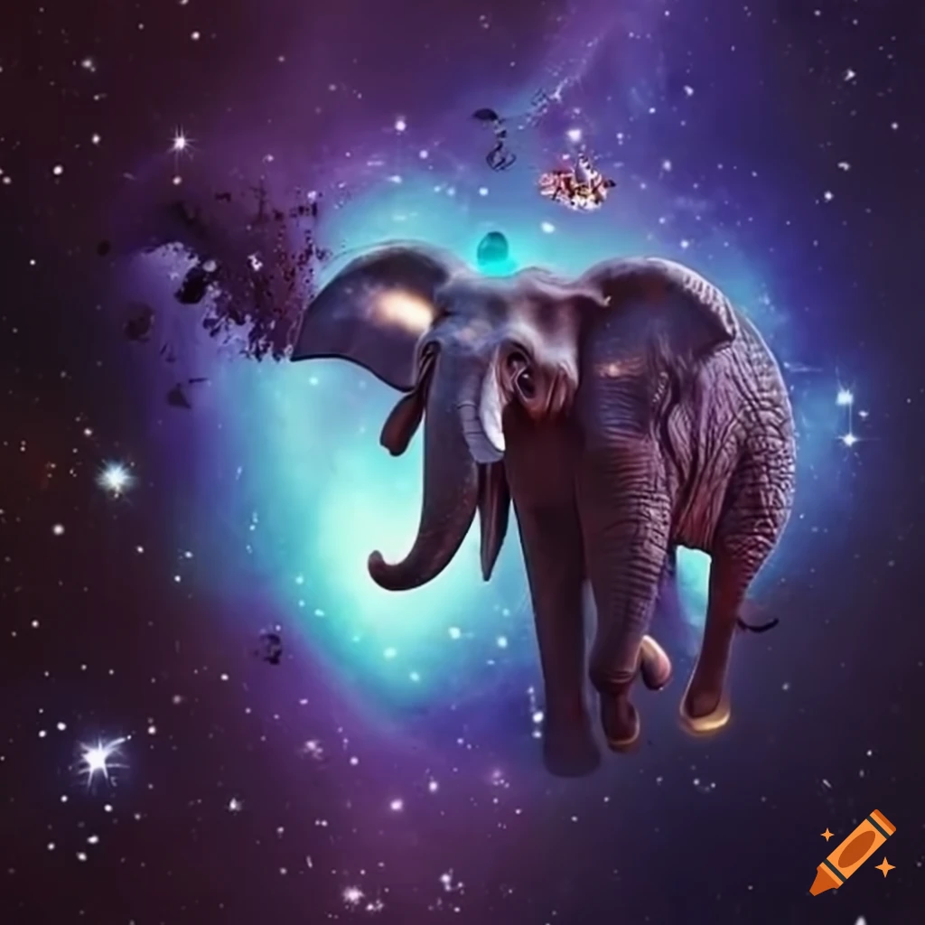 Elephant floating in space on Craiyon