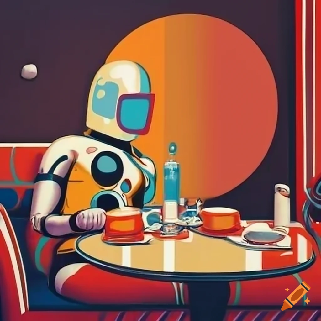 1960s pop art in a mars diner on Craiyon