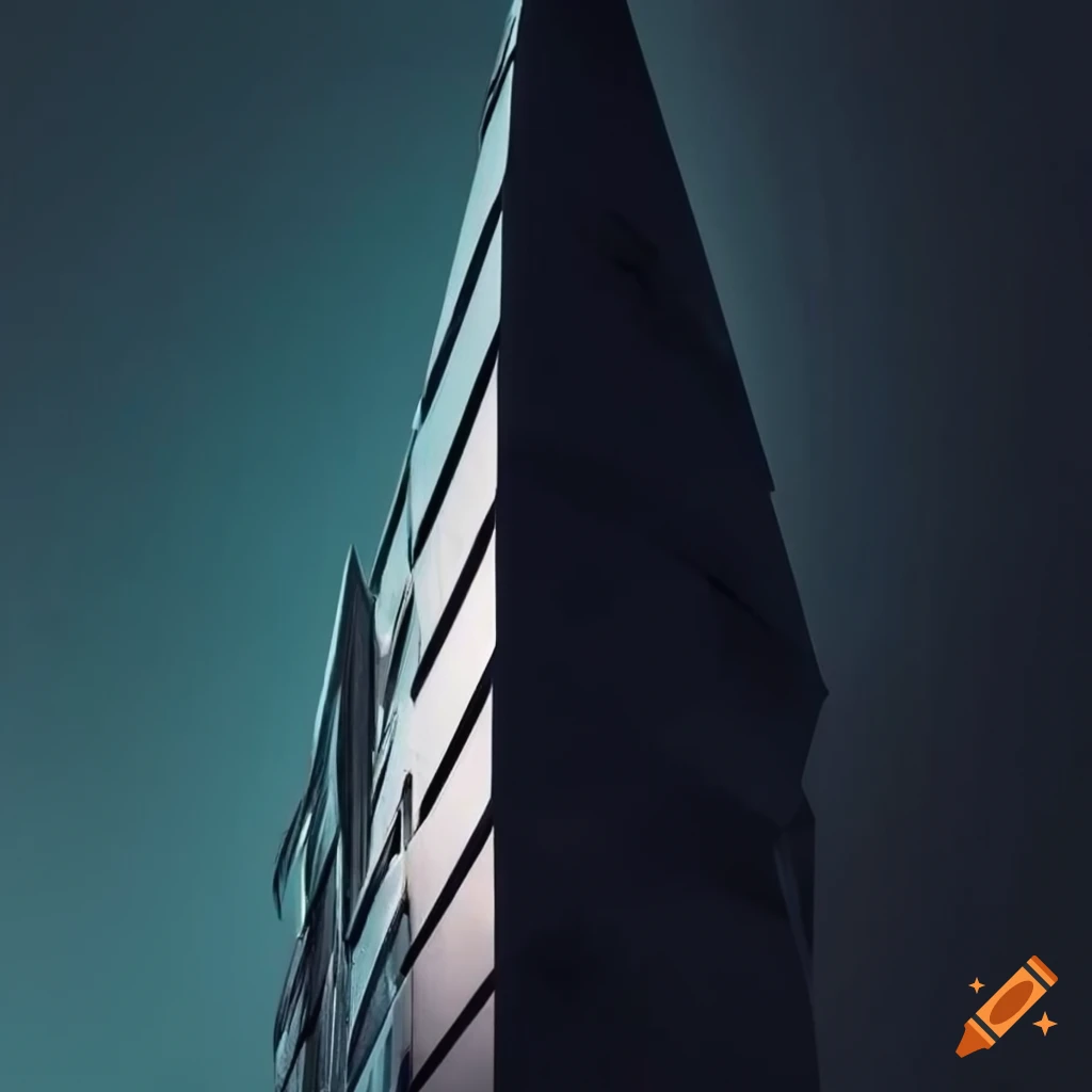 Black triangular metallic building without windows on Craiyon