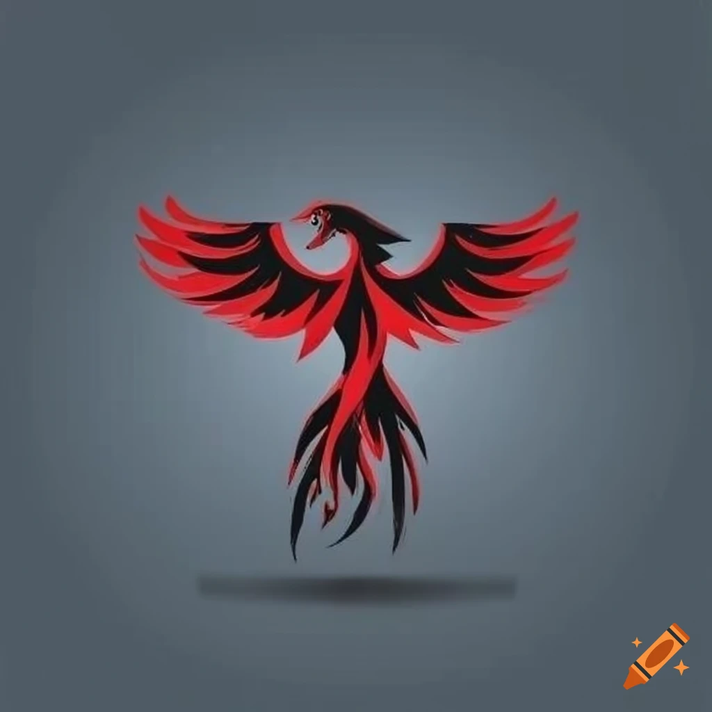 Red and black phoenix logo design on Craiyon