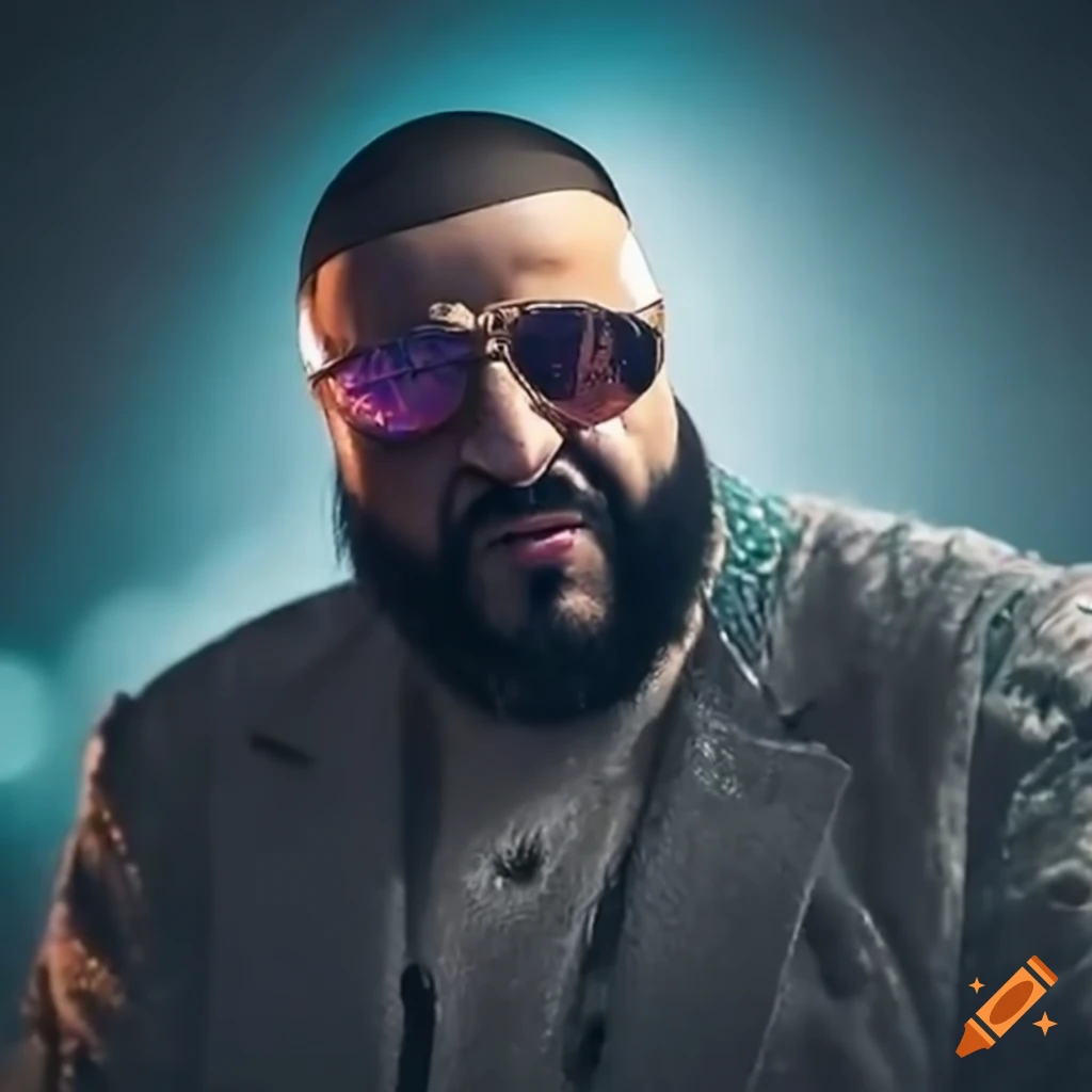 DJ Khaled riding a white horse wearing shades on Craiyon