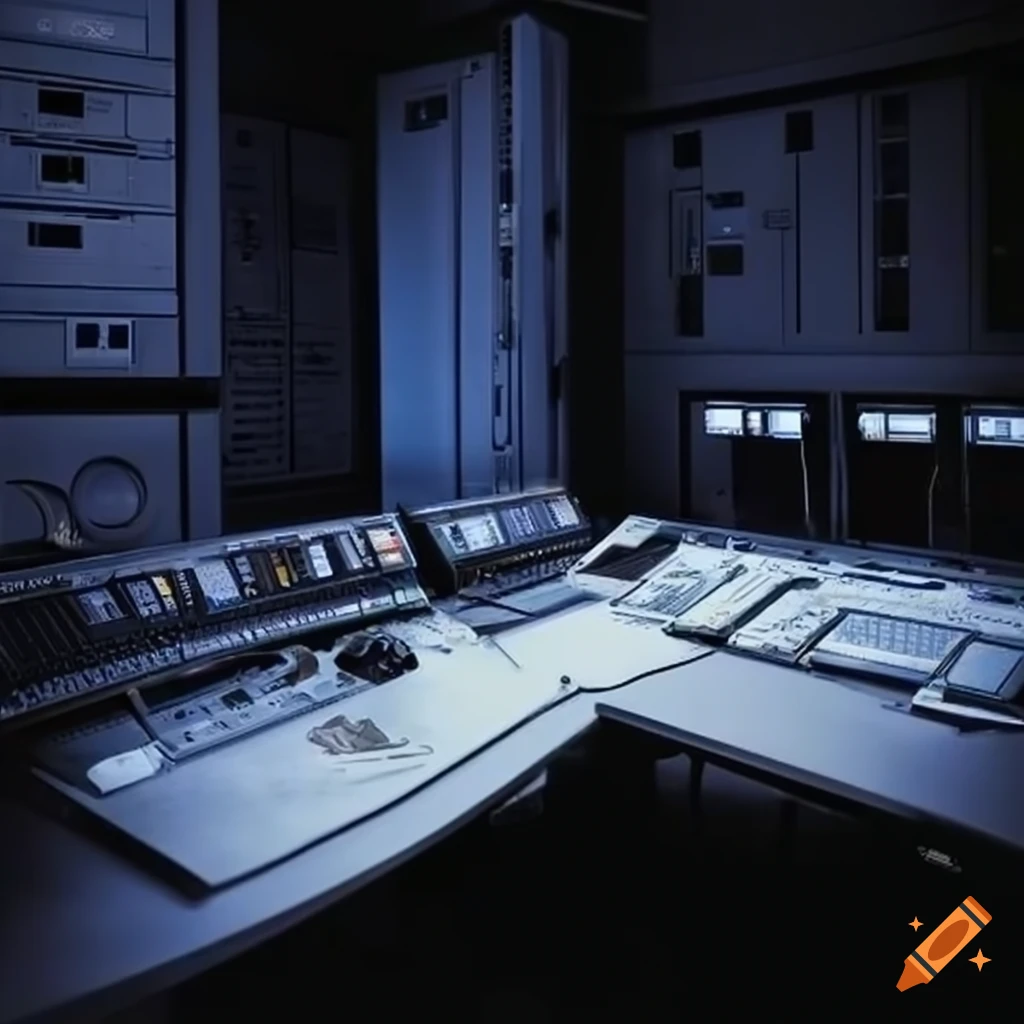 Server control room with a single table on Craiyon