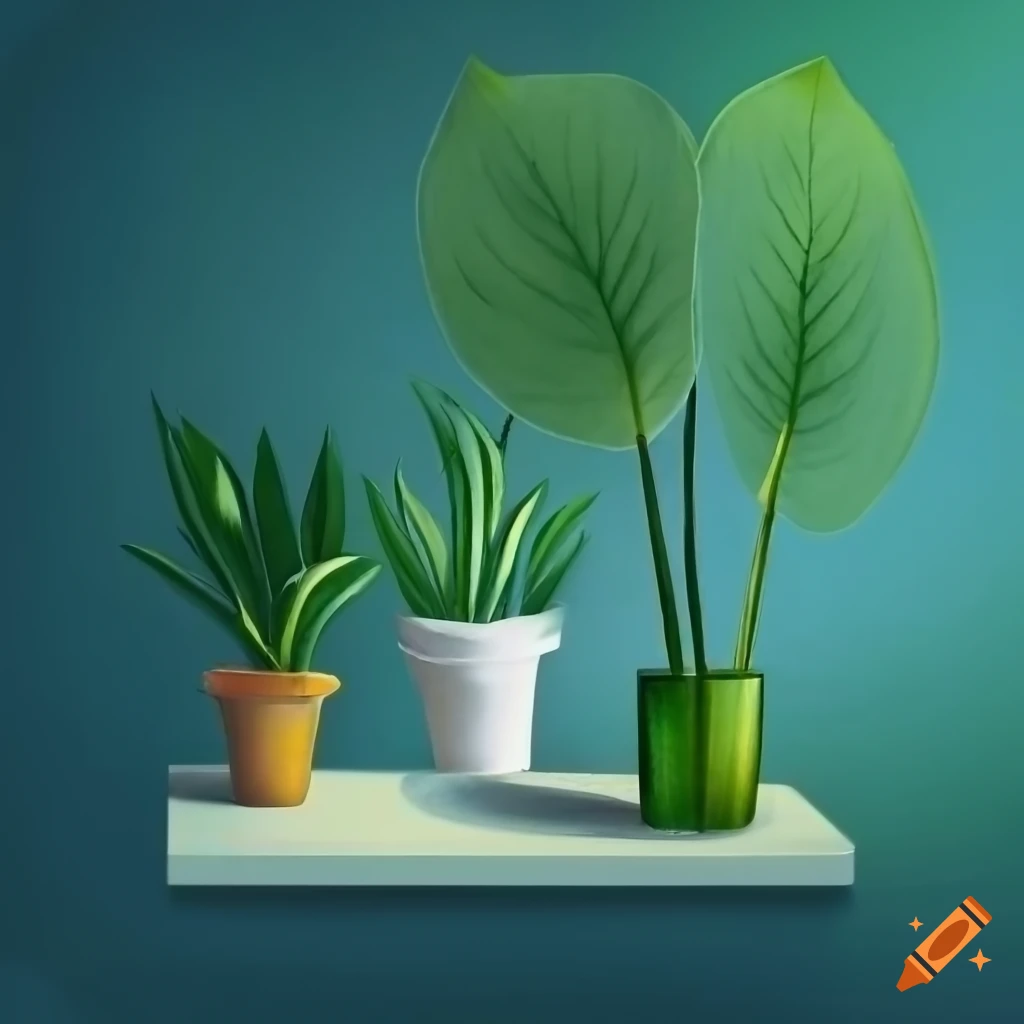 Highly detailed hyper realistic indoor plant by the window with natural ...