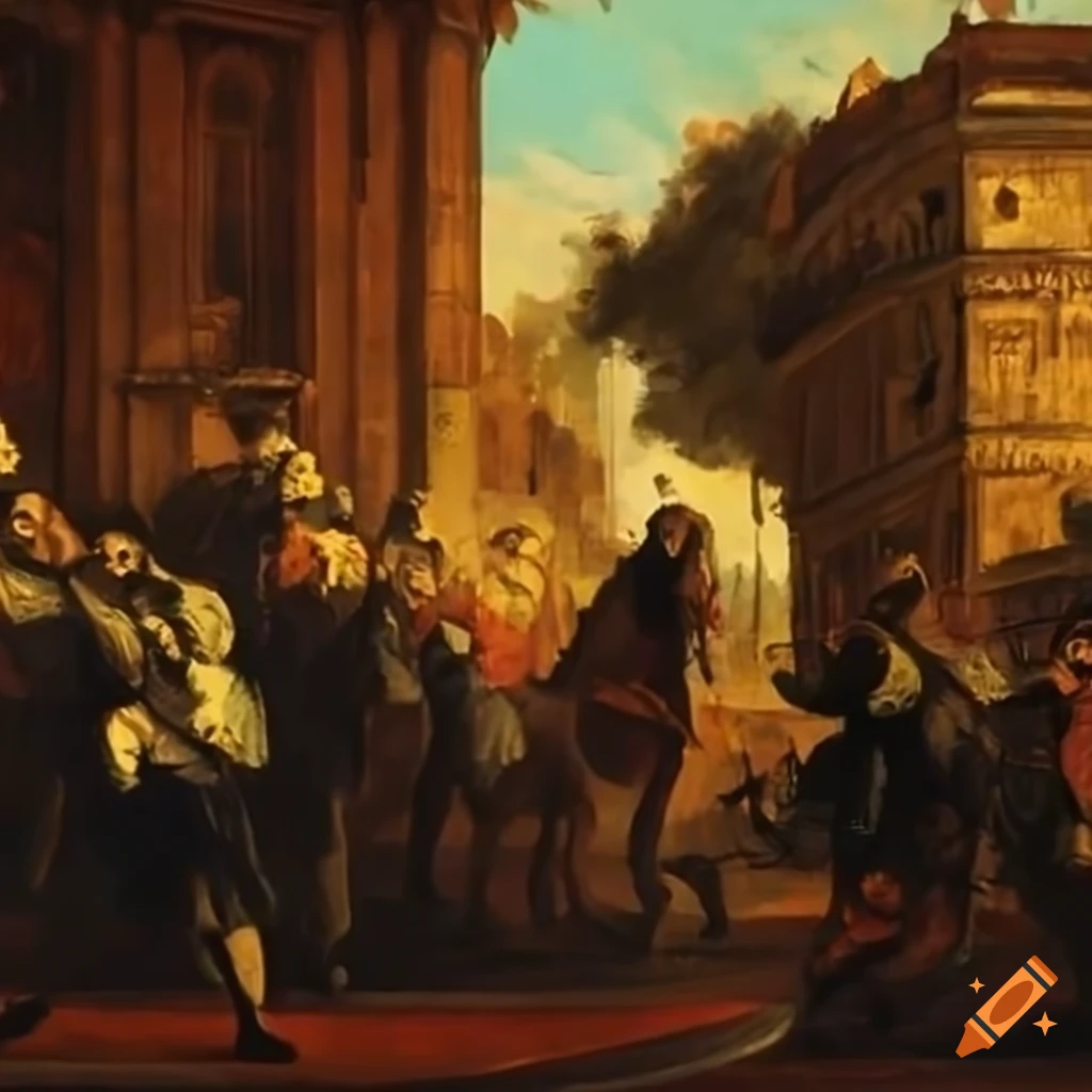 Protest in france depicted in a renaissance style painting on Craiyon