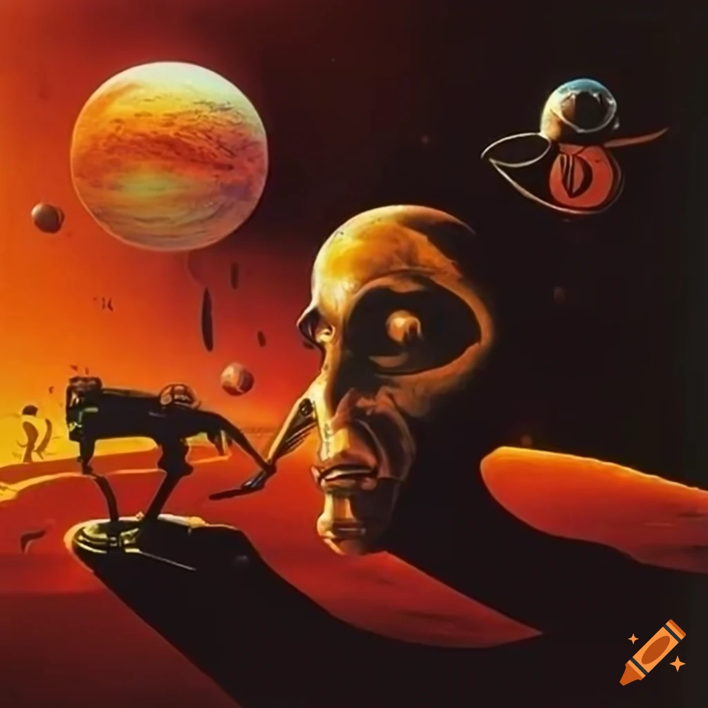 70s sci-fi martian underground train art on Craiyon