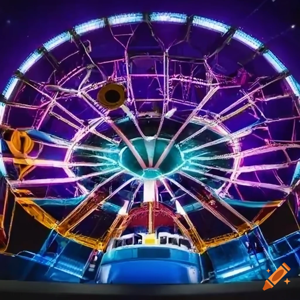 Interior of a space-themed amusement park on Craiyon