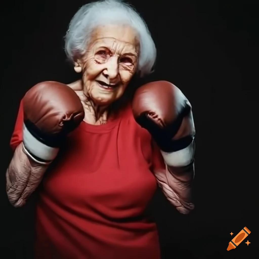 Elderly woman boxer on Craiyon