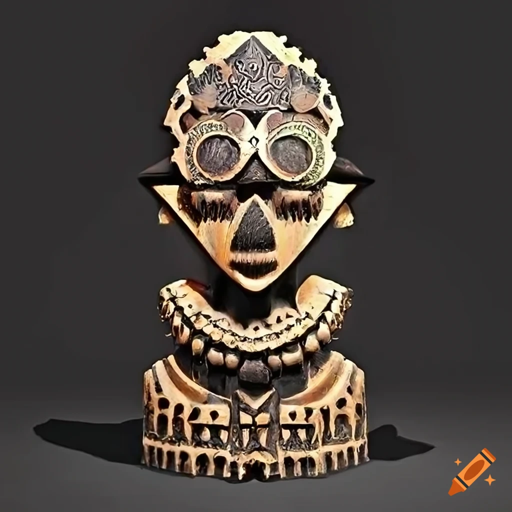 African magic voodoo Architectural Stave carving in Zelda game motif ...