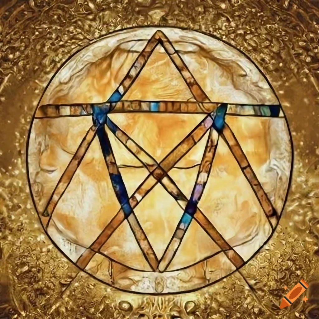 Enneagram symbol on golden background in Klimt style on Craiyon