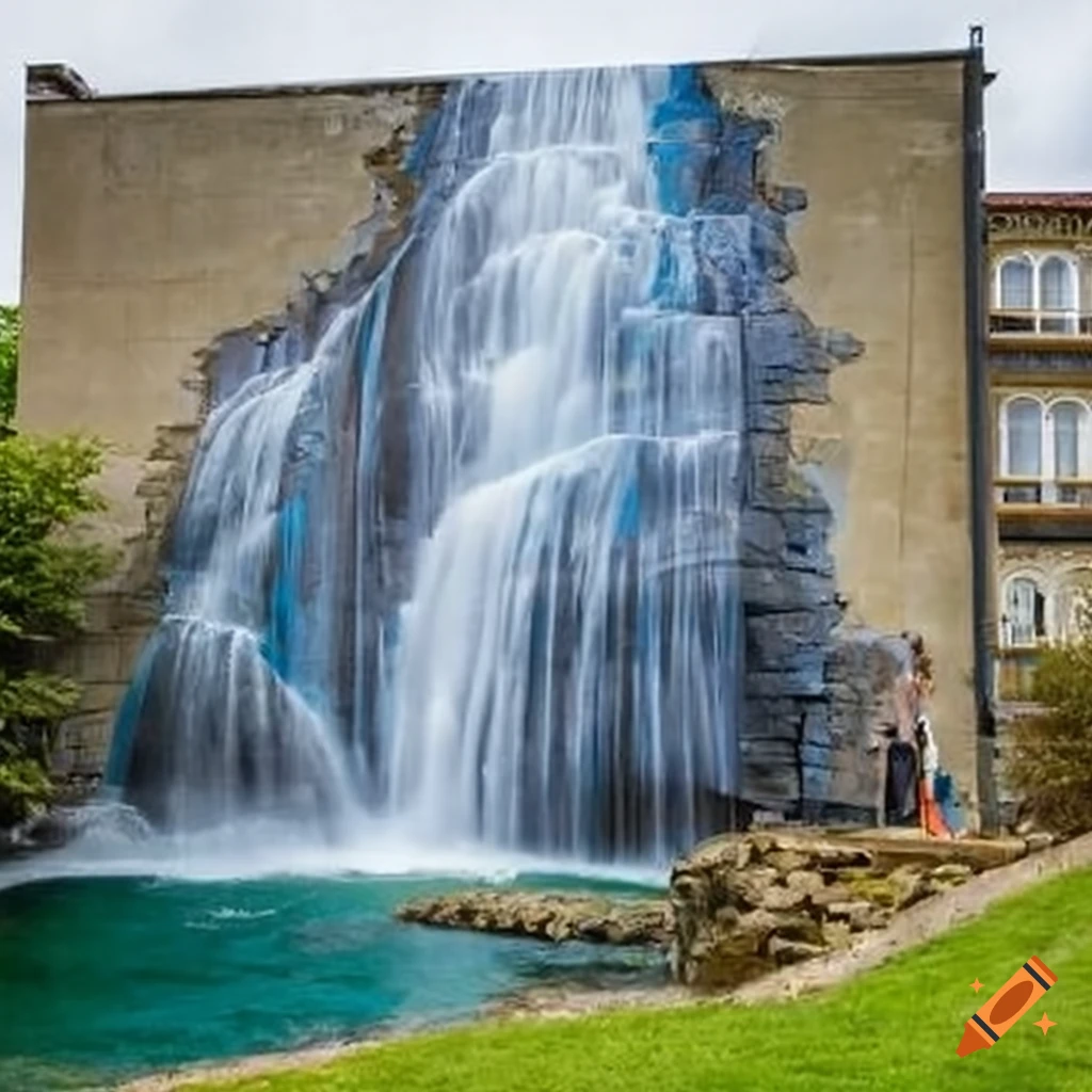 Mural of a waterfall on Craiyon