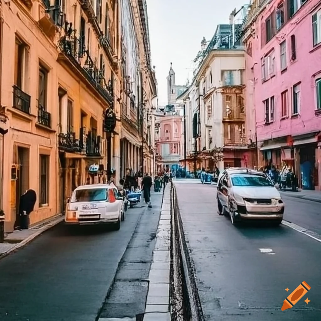 Street photo with pastel colors, aesthetic photography on Craiyon