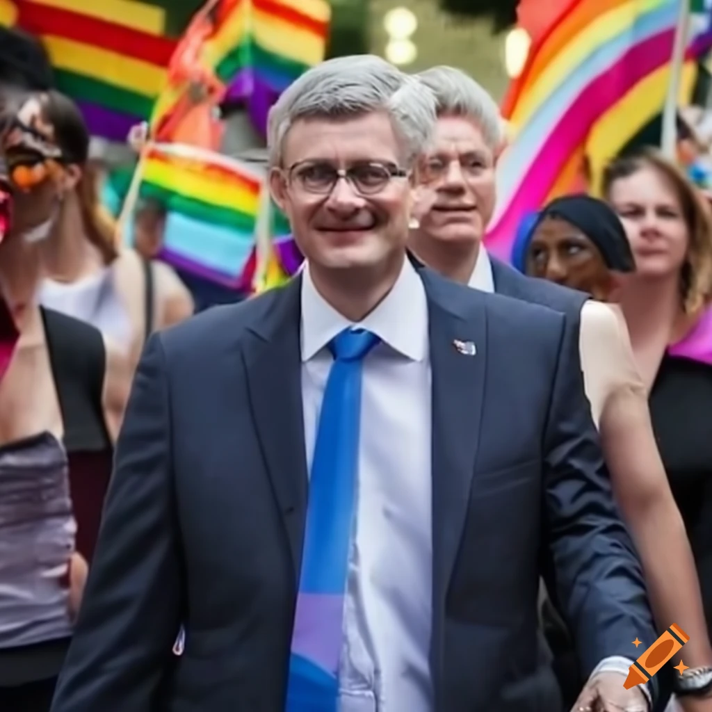 Stephen harper at a pride parade on Craiyon