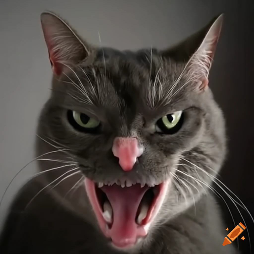 Amusing cat making a grimace face on Craiyon