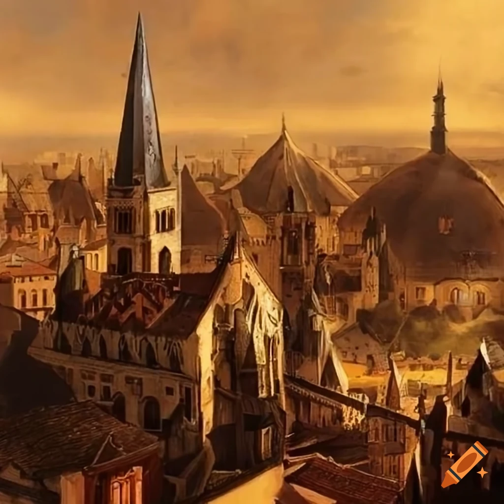 Medieval european cityscape on Craiyon