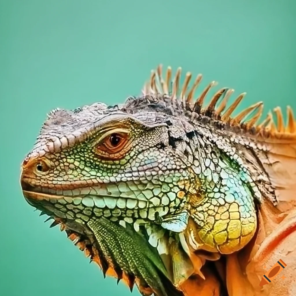 Close-up of an iguana with pastel colors in aesthetic photography on ...