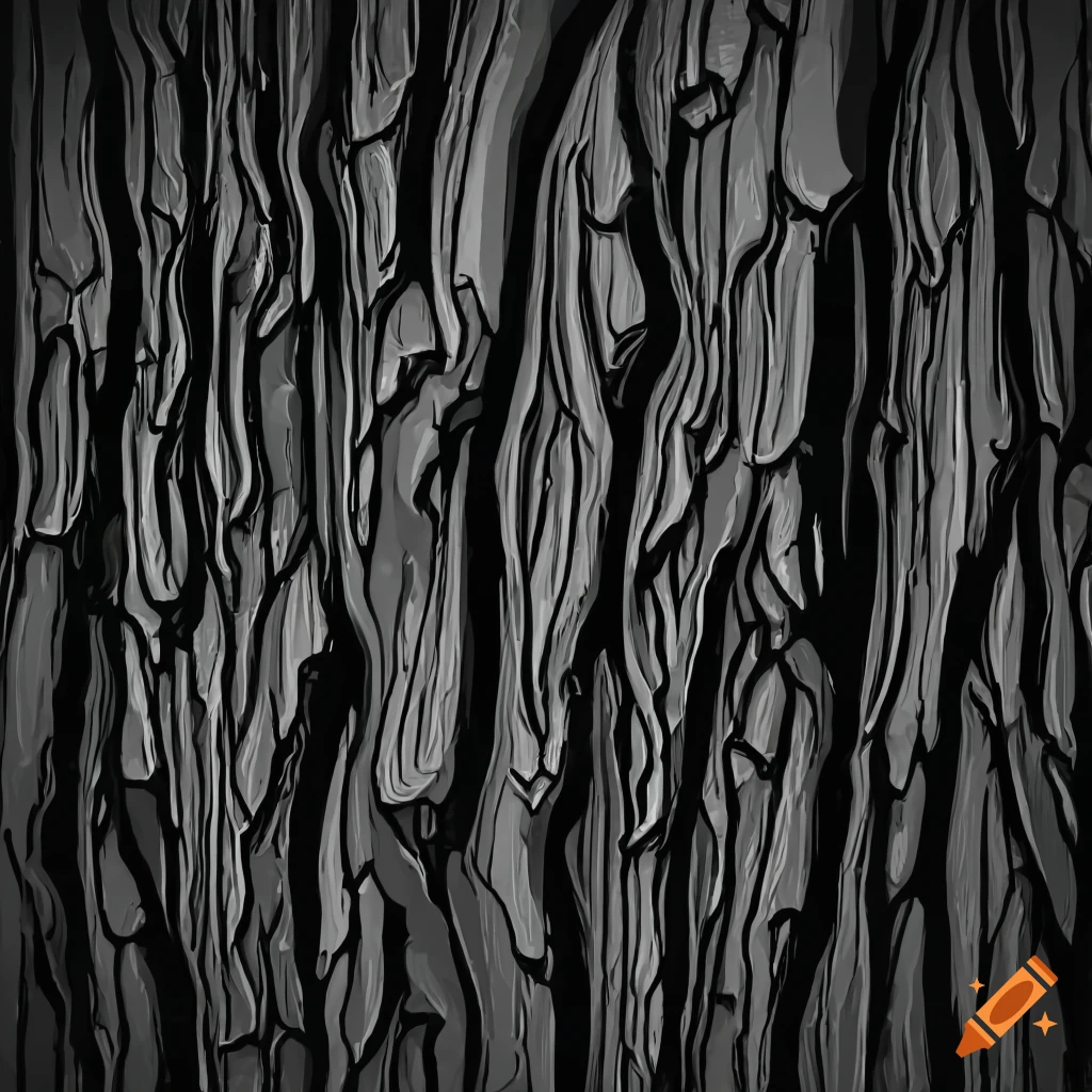 Texture bark in line art style in black and white on Craiyon