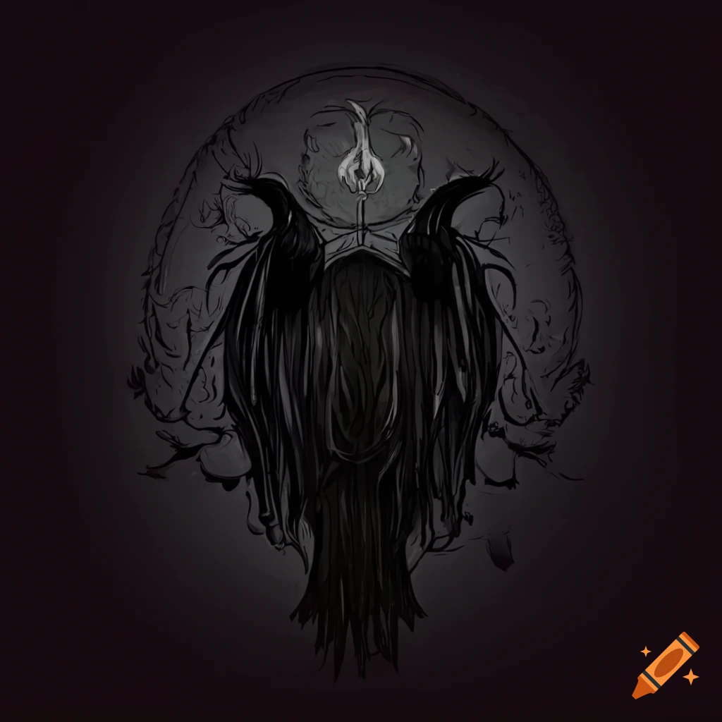 Dark gothic logo featuring a crow design on Craiyon