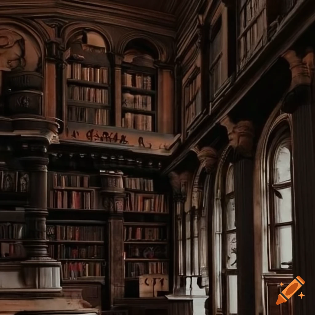 Dark academia library on Craiyon