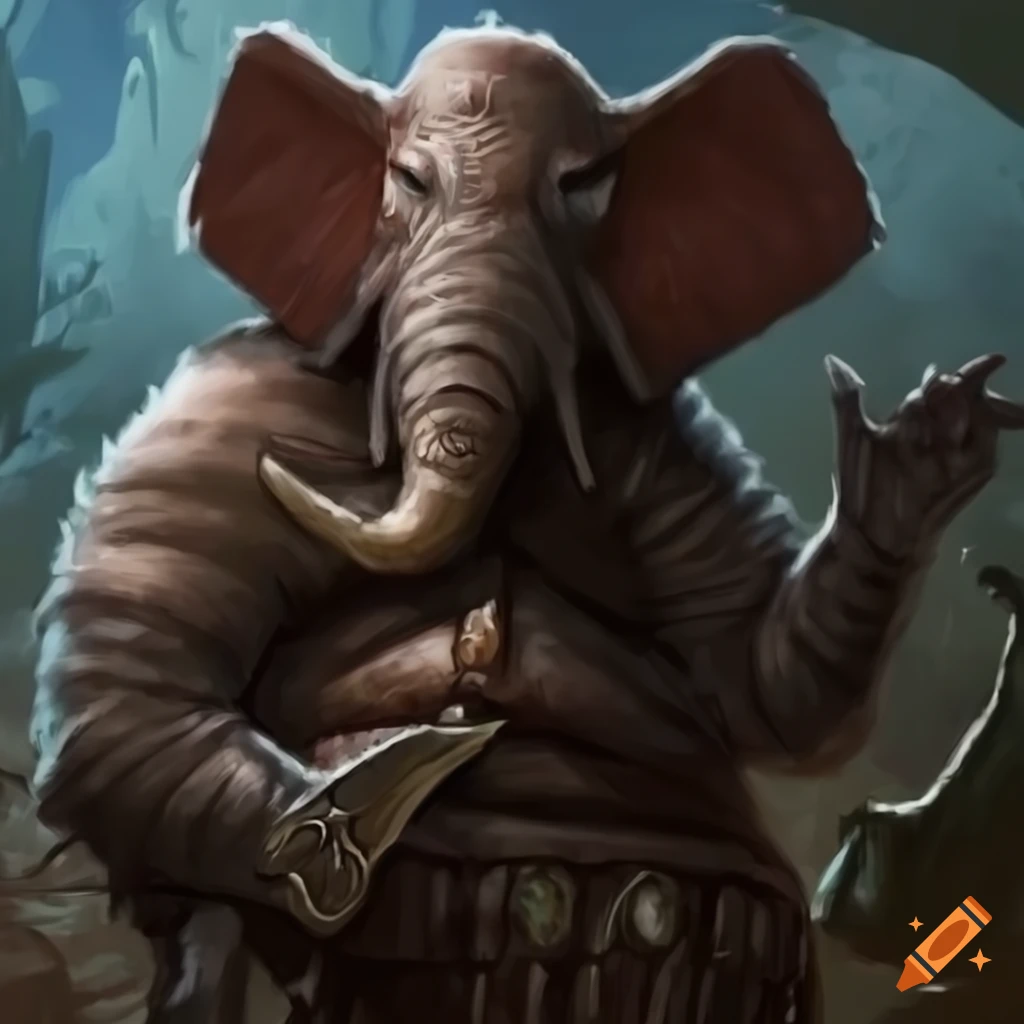 Loxodon character in a dungeons and dragons setting on Craiyon