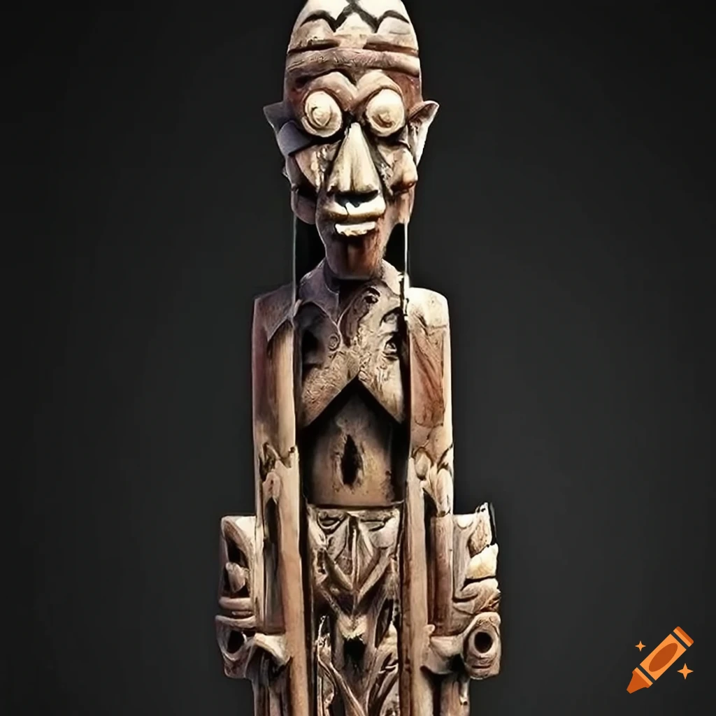 African magic voodoo Ebony Ivory architectural stave carving style in a ...