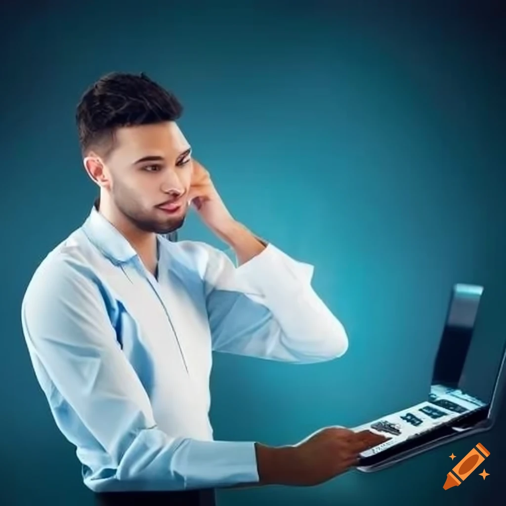 Young businessman working on excel valuation model with charts in ...