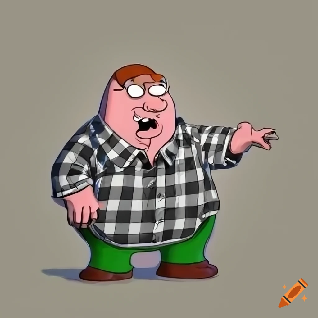 Smiling peter griffin in a checkered shirt on Craiyon