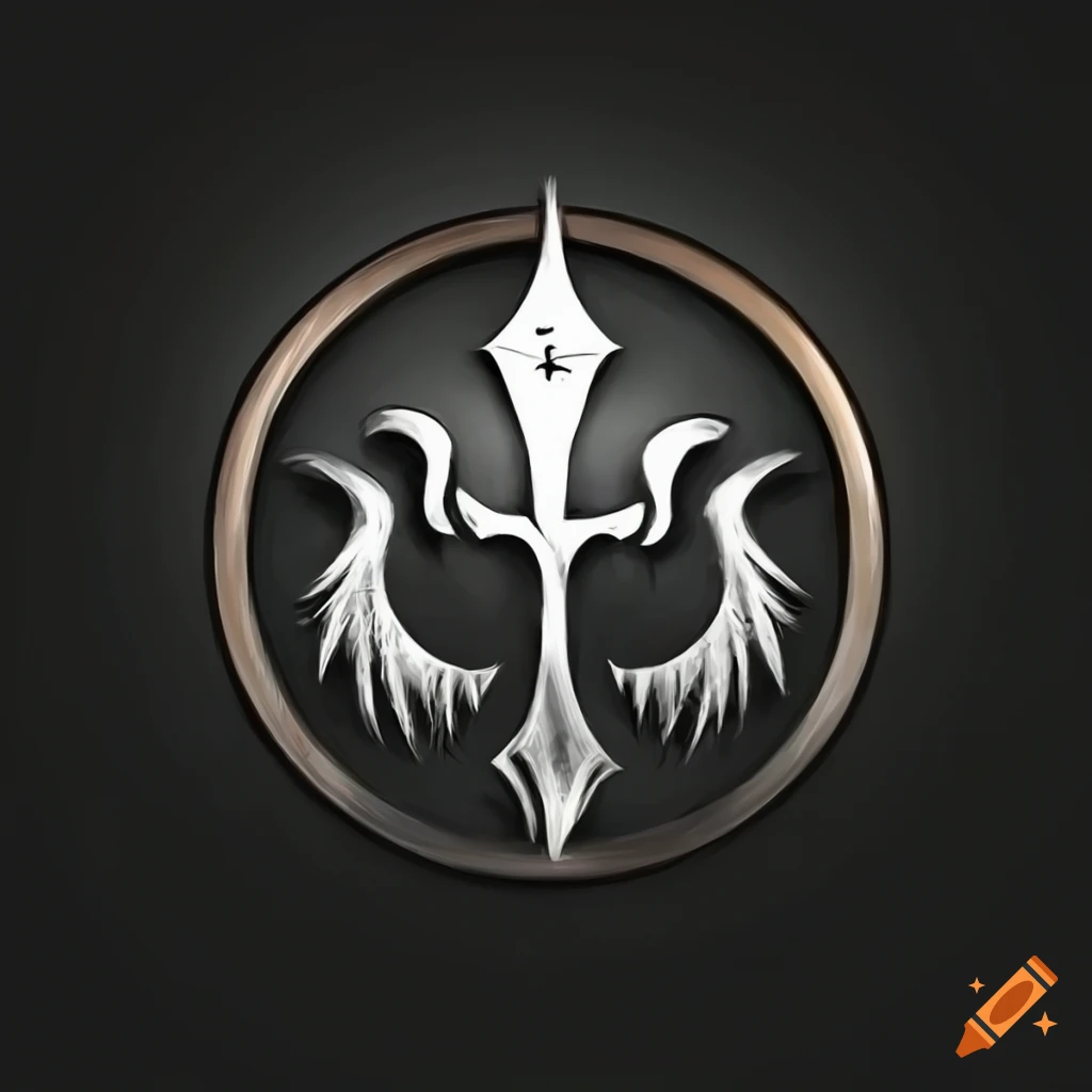 Black and white adventurer guild logo in a circle on Craiyon