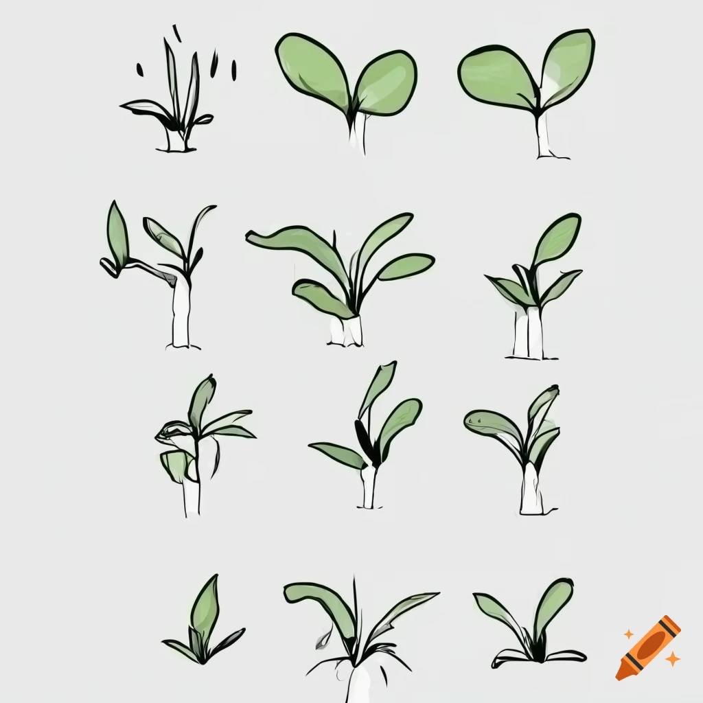Cut plant in simple vector shape with fine lines on Craiyon
