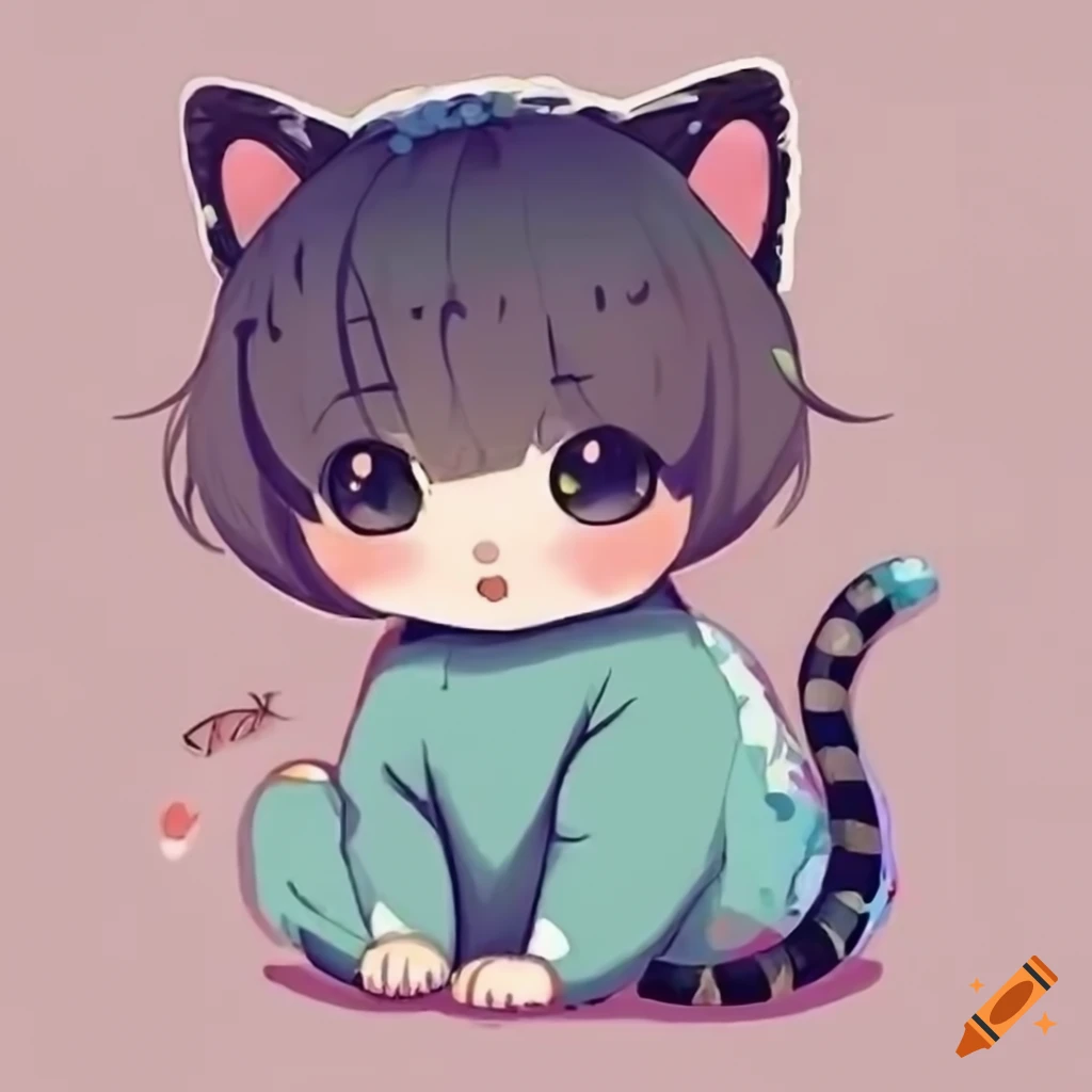 Simple anime cat sticker on Craiyon