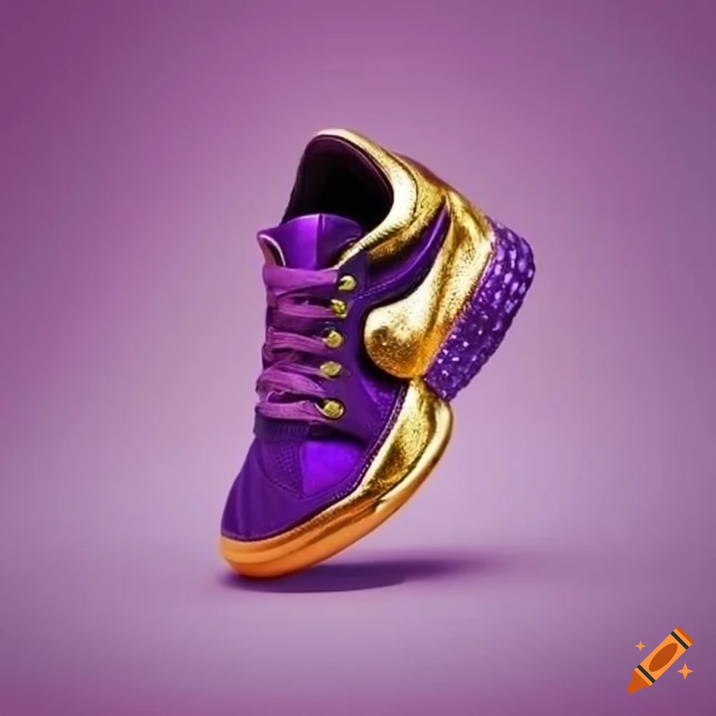 Purple gold sneakers on Craiyon
