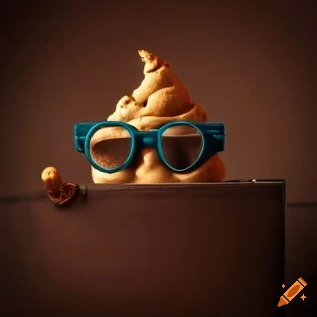 Poop with glasses in a pocket on Craiyon