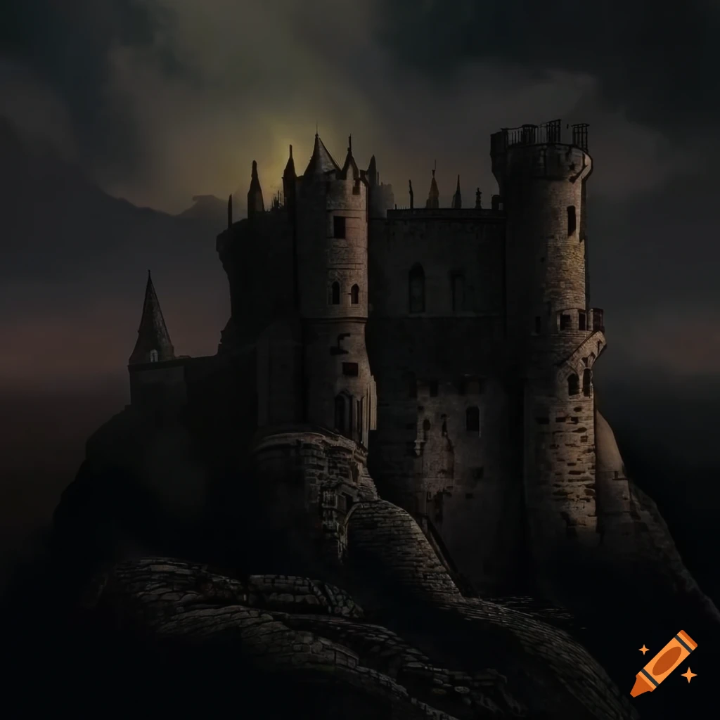 Dark and scary medieval castle inspired by Castle of Alarcon, in the ...