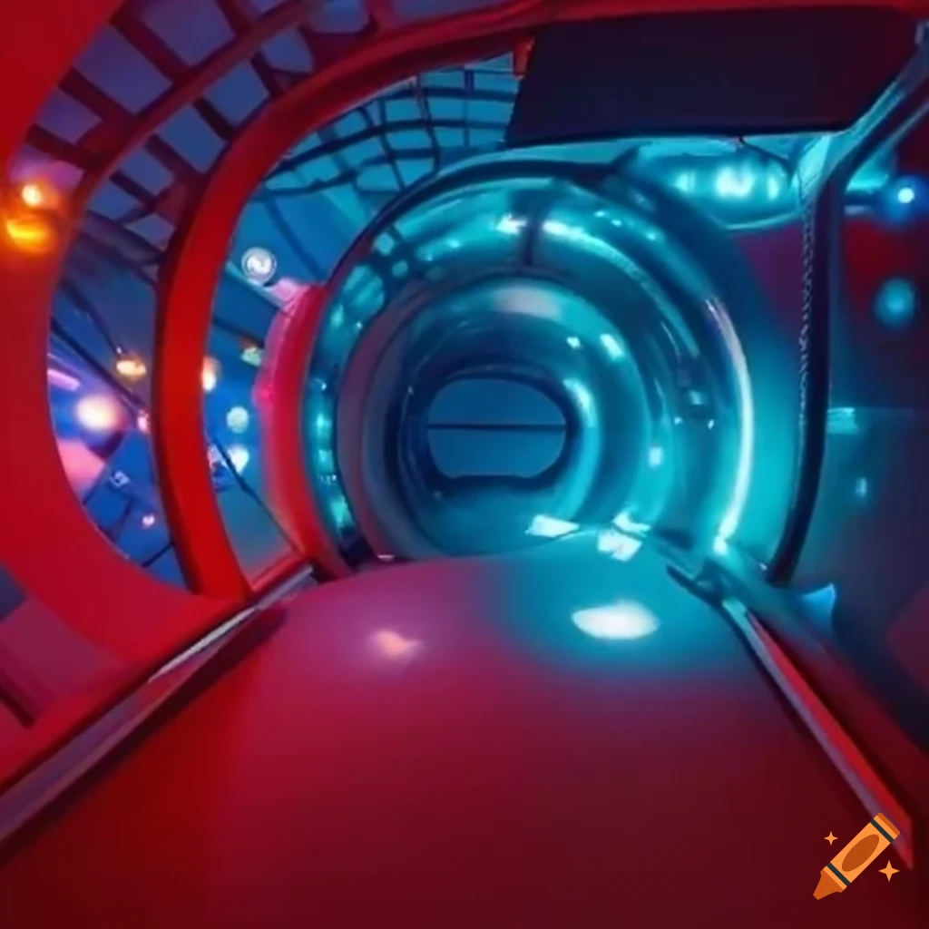 Indoor space-themed amusement park on Craiyon