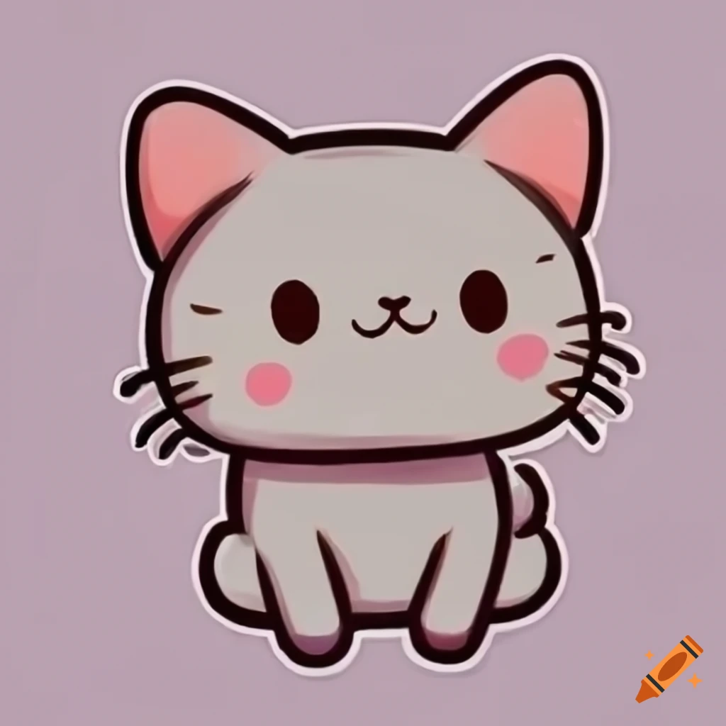 Anime cat sticker in high-quality digital art style on Craiyon