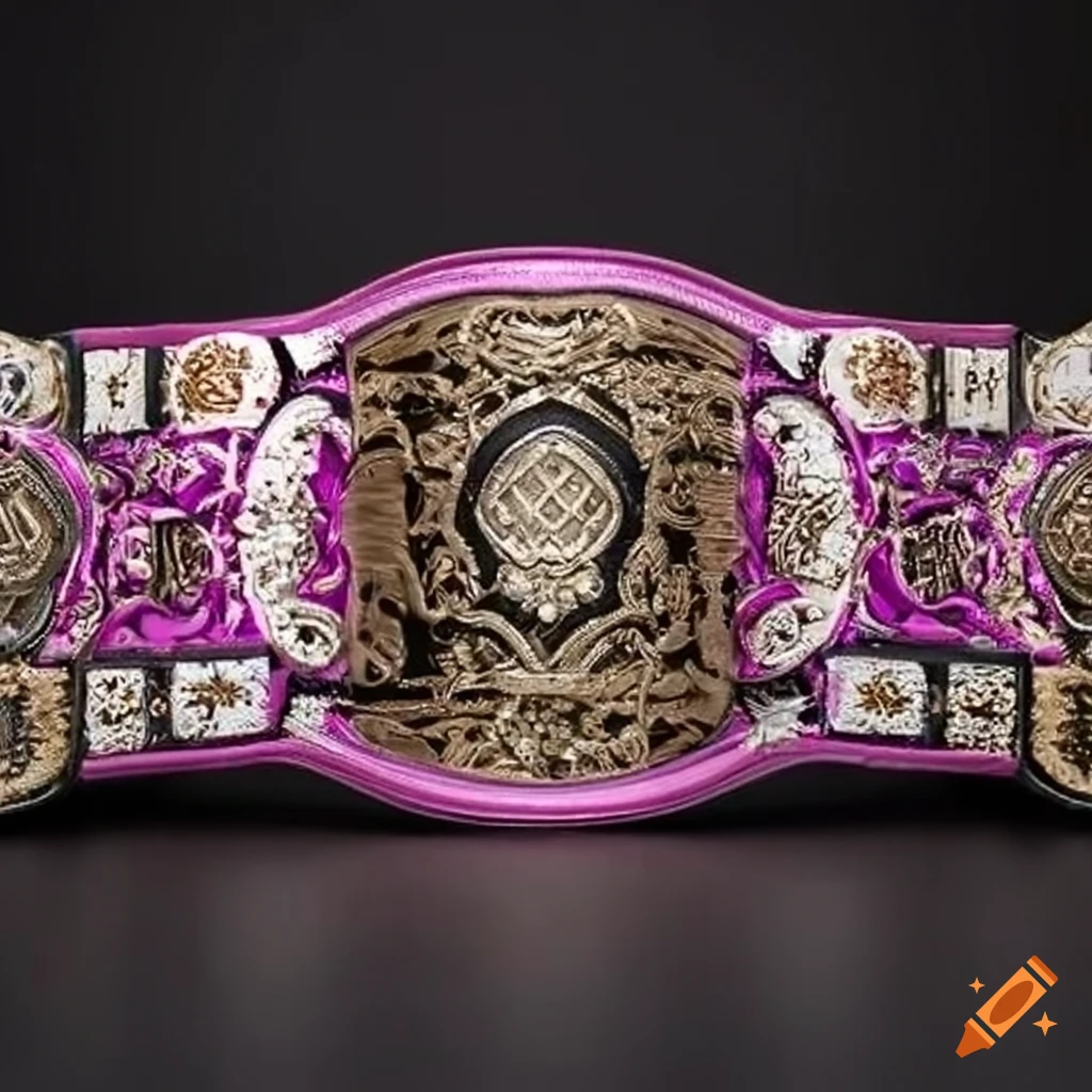 Decorative wrestling belt with intricate Japanese symbols on Craiyon