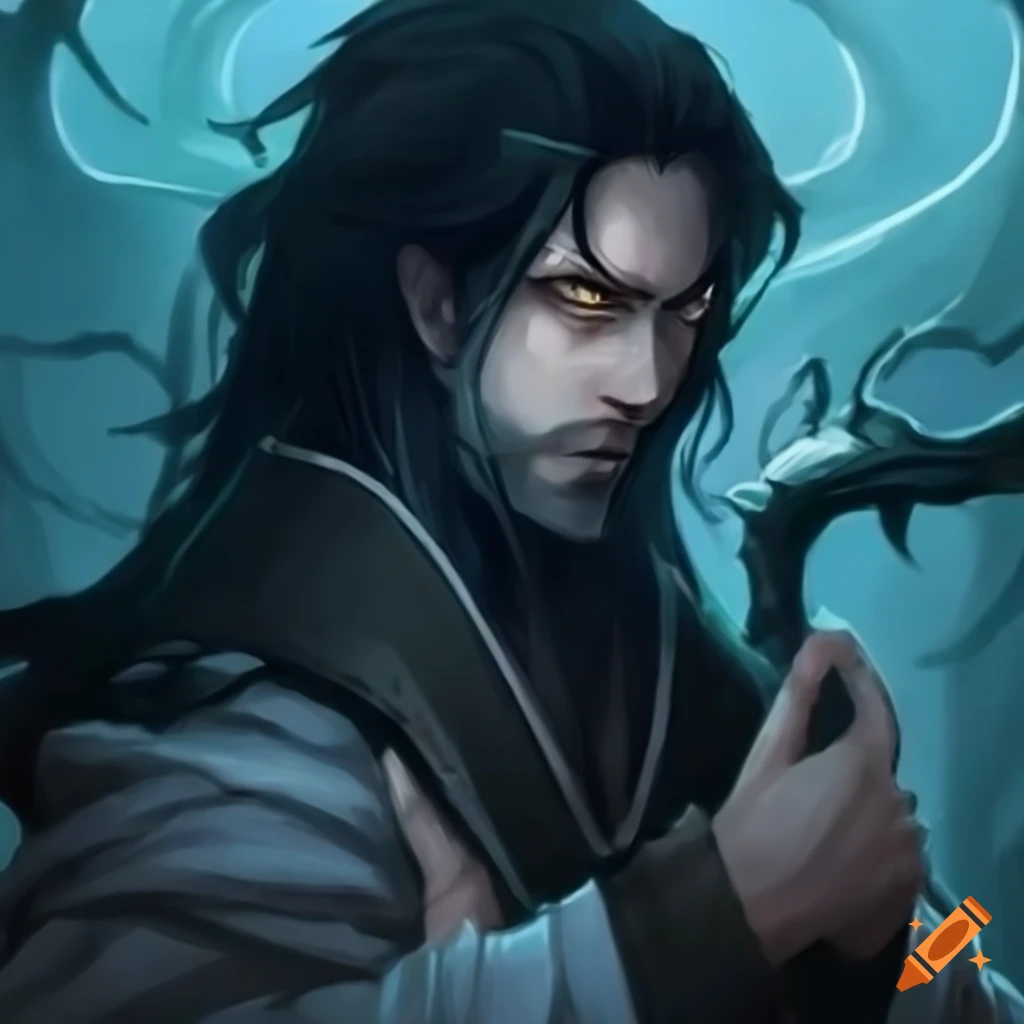 Mind mage using power on a battlefield on Craiyon