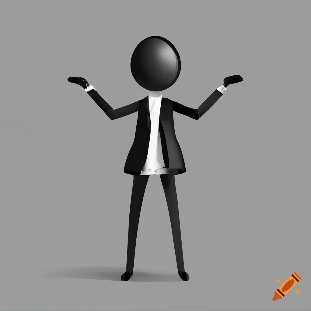 Minimalist stick figure woman in business suit with raised arms on Craiyon
