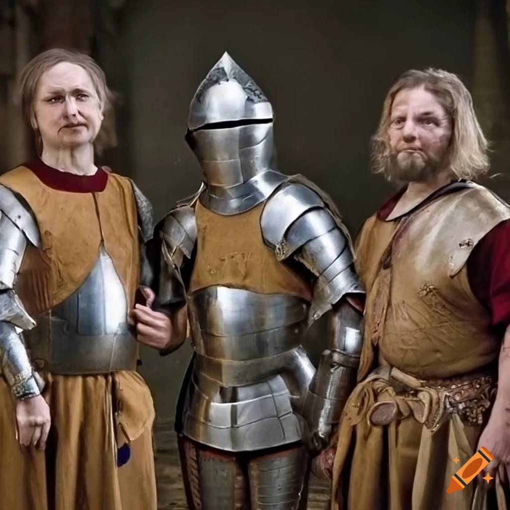 Medieval Hungarians in armor and weapons in period clothing on Craiyon