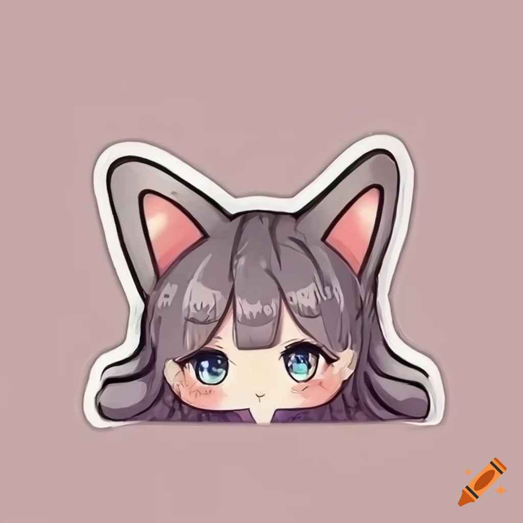 Anime cat sticker in digital art style on Craiyon