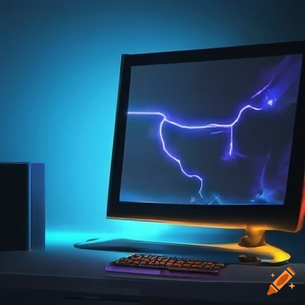 Glowing computer monitor on Craiyon