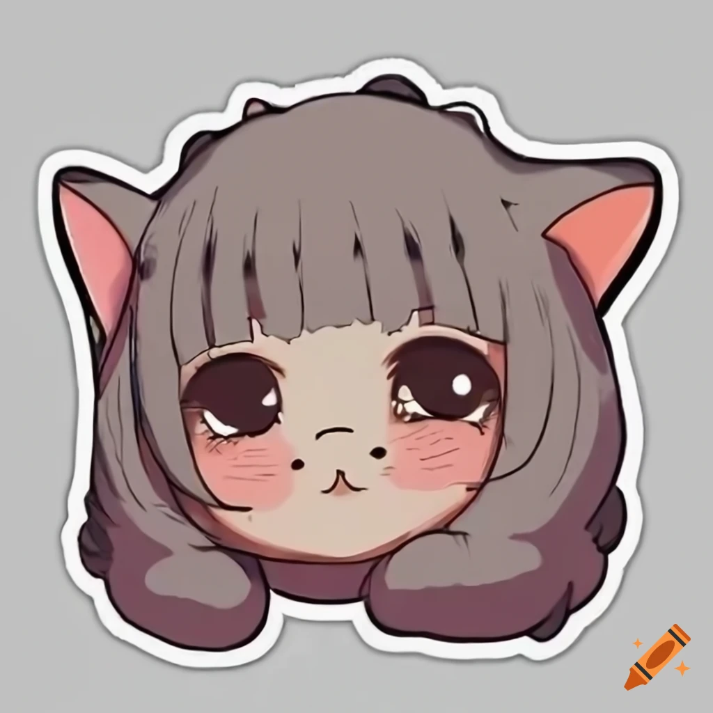 Anime cat sticker in high quality digital art style on Craiyon