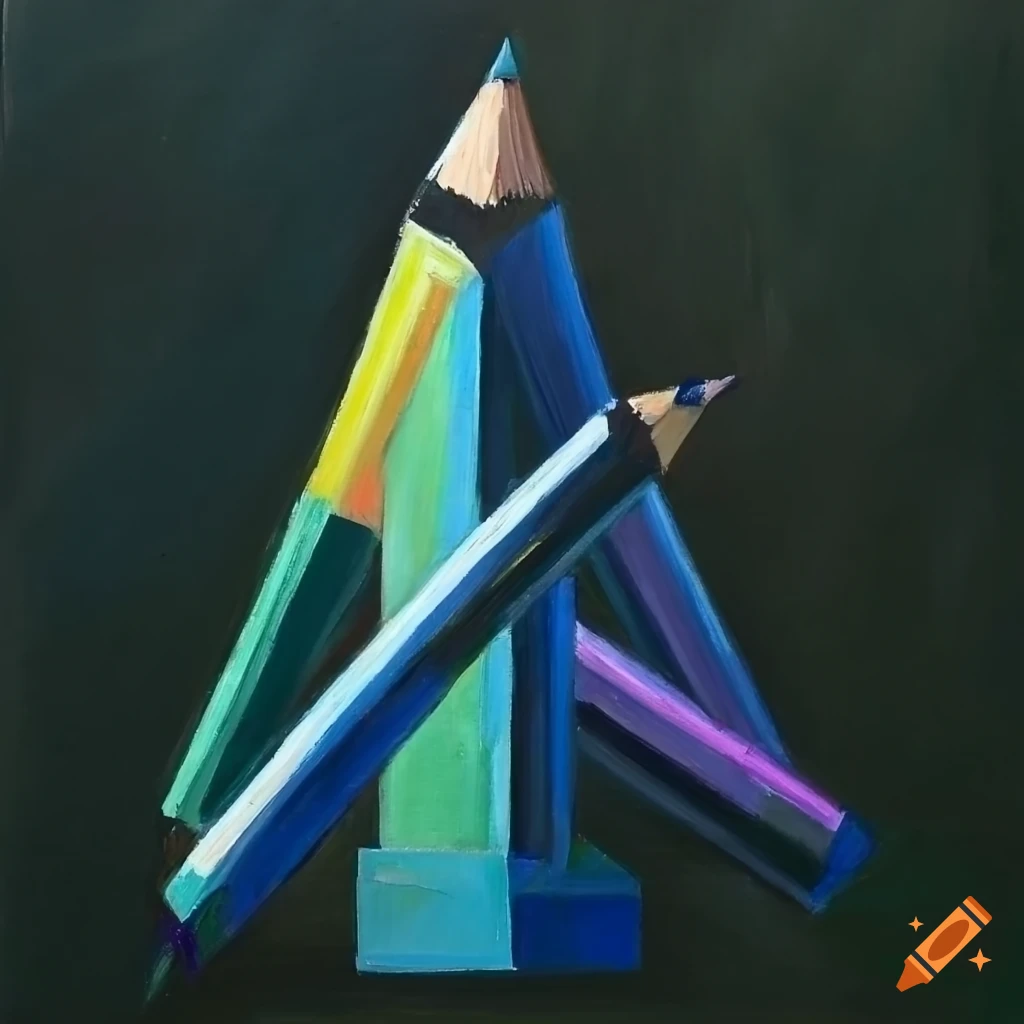 Cubism style painting of a pencil on Craiyon