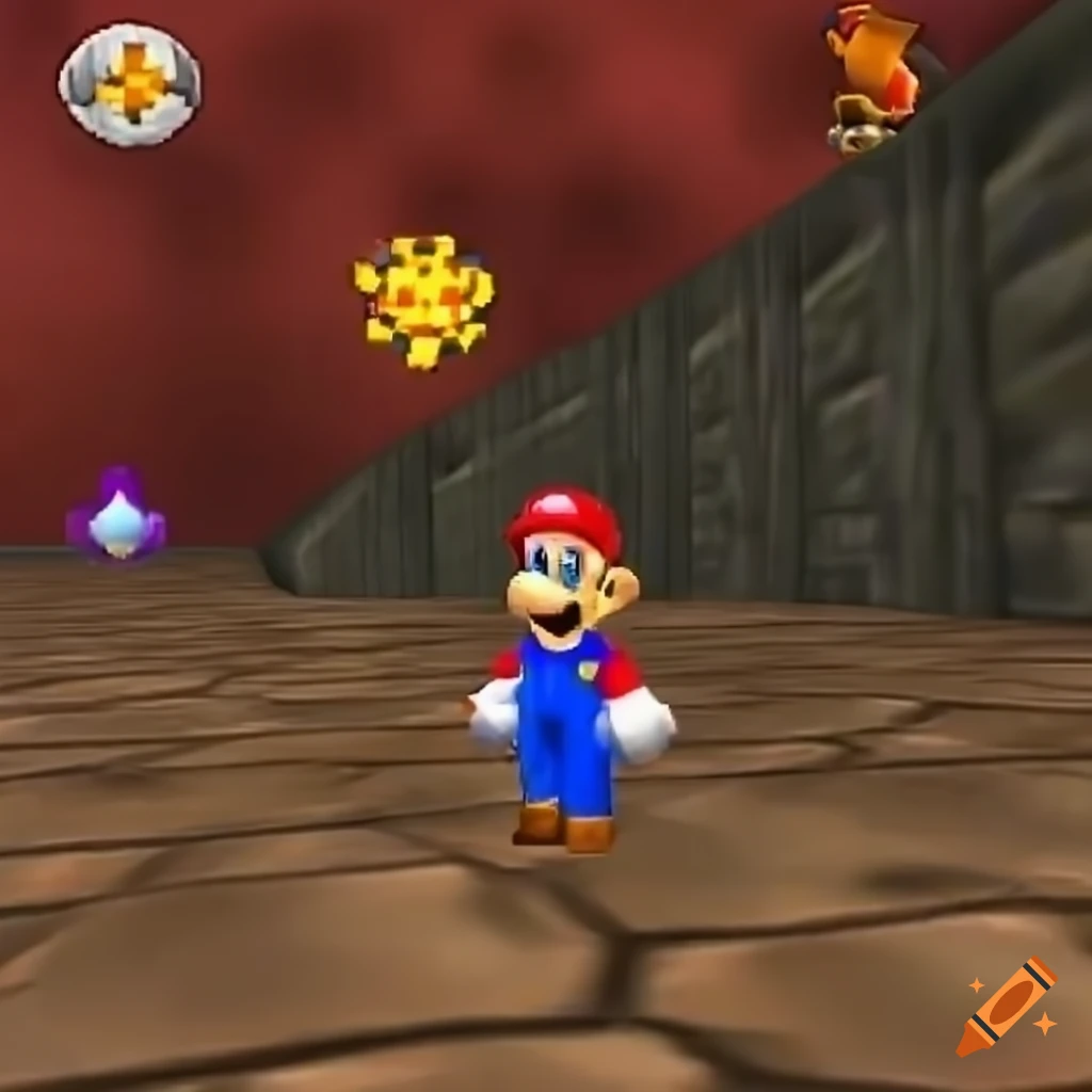 Super mario 64 video game screenshot on Craiyon
