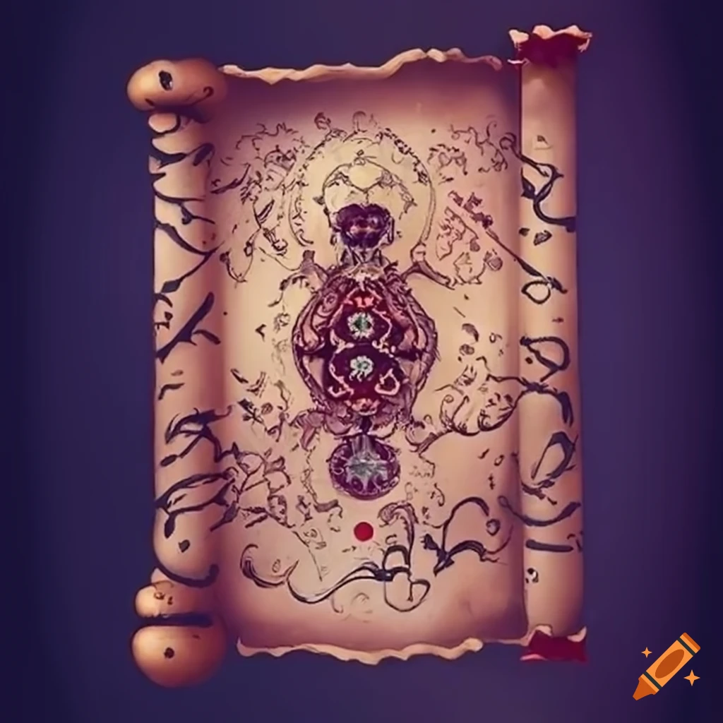 Intricate spell scroll design on Craiyon