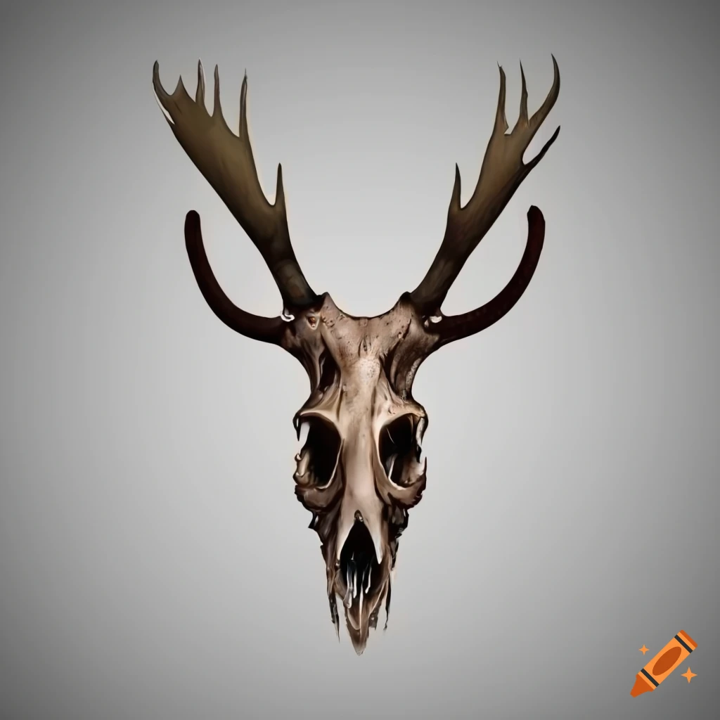 Front view of a moose skull resembling a wendigo on Craiyon