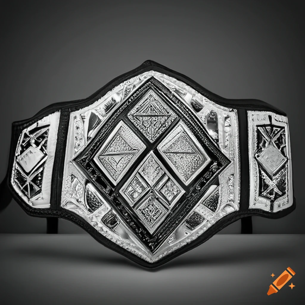 Stardom wrestling belt with diamond design buckle in black and white on ...