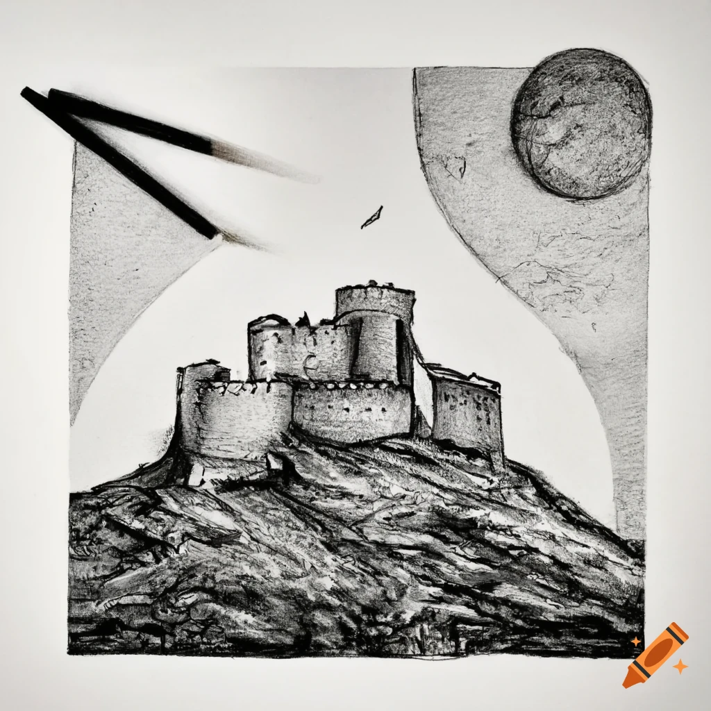 Epic medieval castle inspired by krak des chevaliers on a craggy hill ...