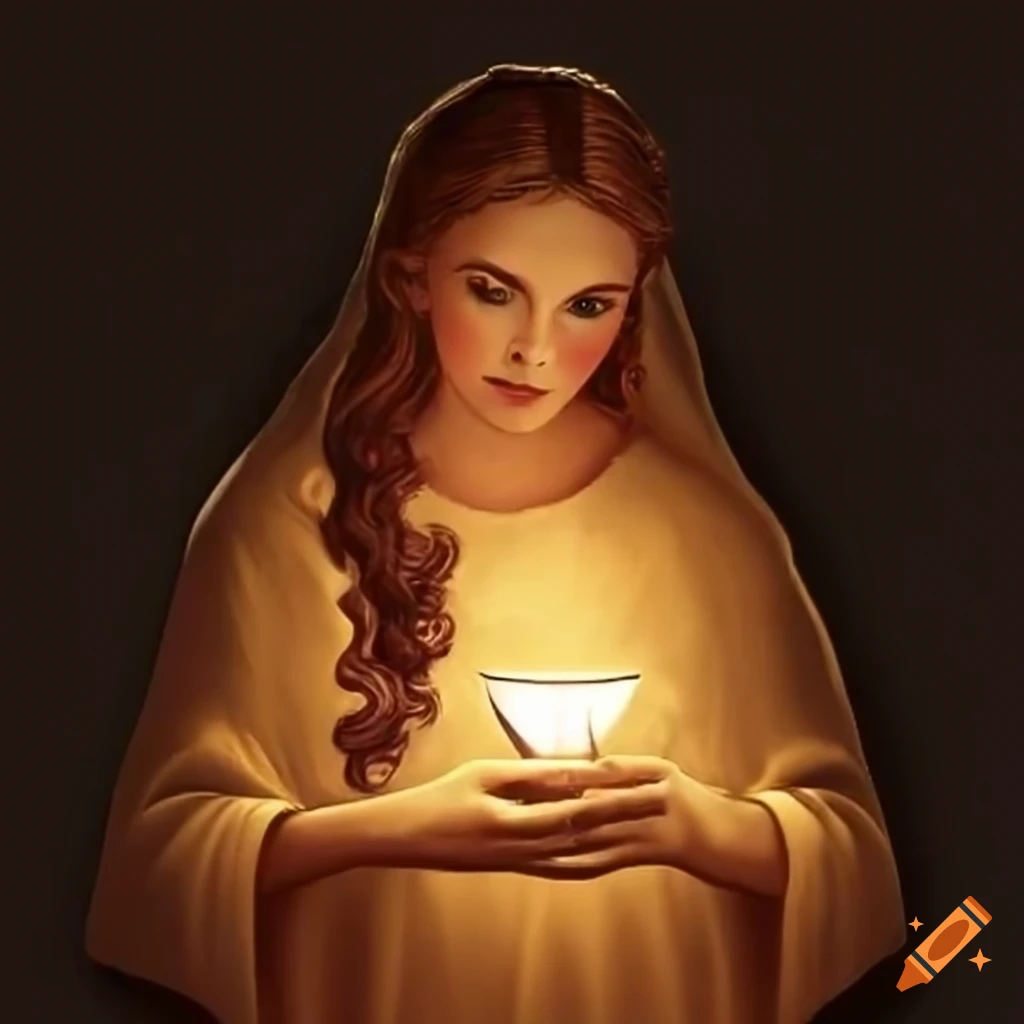 Christian woman holding a lamp on Craiyon